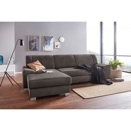 Ecksofa DOMO collection "Anzio L-Form, whlw. Bettfunktion, Federkern, hochwertig, Breite 271 cm", grau (anthrazit), B:271cm H:85cm T:160cm, Sofas, Ecksofa, Ohne Bettfunktion, Recamiere links, Luxus-Microfaser, anthrazit