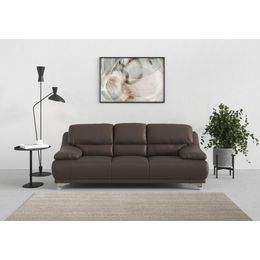 3-Sitzer COTTA "Maranello", braun (mud), B:216cm H:86cm T:93cm, 64% Polyurethan, 25% Polyester, 11% Baumwolle, Sofas, 3-Sitzer