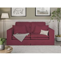 3-Sitzer Home Affaire "ALISSAS BIS mit vielen Kissen, Biesen an den Kissen", rot, B:196cm H:95cm T:108cm, 92% Polyester, 8% Nylon, Sofas, 3-Sitzer, Hussen-Optik, kleine Taschen an der Seite zum Verstauen