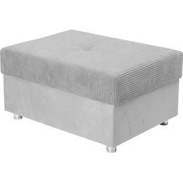 Hocker Collection AB "Italia", grau (hellgrau), B:78cm H:42cm T:59cm, 100%Polyester, Hocker, Hocker, Inklusive komfortablen Federkerns, in Cord-Samt Mix