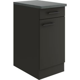Unterschrank Optifit "Palma", schwarz (anthrazit, anthrazit, anthrazit), B:40cm H:84,8cm T:60cm, Holzwerkstoff, Schr&auml;nke, Unterschrank, Breite 40 cm, mit 1 T&uuml;r und 1 Schubkasten