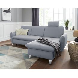 Sit & More Ecksofa SIT & MORE "Daytona L-Form", grau (hellgrau), B:245cm H:93cm T:164cm, Sofas, Ecksofa, mit Federkern, einer Kopfst&uuml;tze und wahlweise mit Bettfunktion