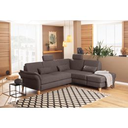 Ecksofa Home Affaire "Palace L-Form", braun, B:259cm H:89cm T:225cm, Struktur fein (100% Polyester);Struktur (100% Polyester);Luxus-Microfaser Lederoptik (100% Polyester), Sofas, Ecksofa, incl. Sitztiefenverstellung, wahlweise mit Bettfunktion und Stauraum
