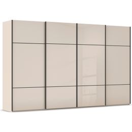 Schwebet&uuml;renschrank Rauch "Kleiderschrank Schrank Garderobe Schlafzimmerschrank SCALE-TRIO", beige (champagner, glas champagner, griffleisten schwarz), B:360cm H:223cm T:68cm, Holzwerkstoff, Schr&auml;nke, Schwebet&uuml;renschrank, edle dreigeteilte Front mit 2 Zierleisten Glasfront MADE IN GERMANY