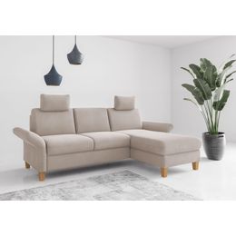 Ecksofa Home Affaire "Rochelle, L-Form", grau (elefant), B:251cm H:90cm T:164cm, 100% Polyester, Sofas, Ecksofa, wahlweise mit Armteilverstellung, Bettfunktion und Bettkasten