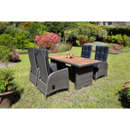 Garten-Essgruppe Garden Pleasure "Tischgruppe &raquo;BRAGA Set 07&laquo;", braun (weidengrau, schwarz, silberfarben), Aluminium, FSC-zertifizierter Holzwerkstoff, Wicker/Kunststoffgeflecht, Sitzm&ouml;bel-Sets, Garten-Essgruppe, 4 Sessel, mit Gasfedern, Tisch LxB: 180x90 cm, inkl Auflagen