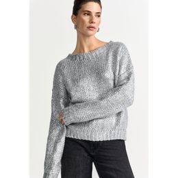 Strickpullover RICHROYAL, Damen, Gr. S, silber, Strick, Obermaterial: 60% Polyacryl, 15% Alpaka, 15% Wolle, 10% Viskose, gerade, Rundhals, Pullover Strickpullover, in Metallic-Optic, kastiger Schnitt, Grobstrick