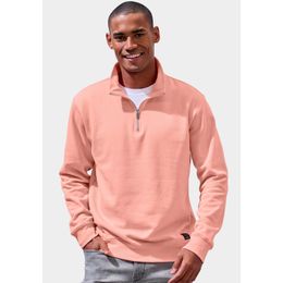 Sweatshirt John Devin, Herren, Gr. L (52/54), rot (apricot), angeraute Sweatware, Obermaterial: 60% Baumwolle, 40% Polyester, unifarben, regular fit normal, Rundhals, angesetztes B&uuml;ndchen, Sweatshirts Sweatshirt, Langarm, Pullover mit Rei&szlig;verschluss am Stehkragen