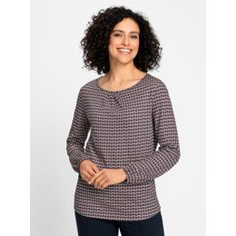 Rundhalsshirt Inspirationen "Druck-Shirt", Damen, Gr. 40, grau (burgund, anthrazit, bedruckt), 50% Baumwolle, 50% Modal, bedruckt, gemustert, mehrfarbig, Rundhals, Shirts Rundhalsshirt