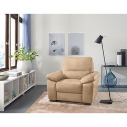 Sessel Calia italia "Gaia, in edlem Design und mit erstklassigem Sitzkomfort", beige (trufa), B:100cm H:92cm T:94cm, Luxus-Microfaser Ginevra (100% Polyester), Sessel, Sessel, aus pflegeleichtem Luxus-Microfaser Ginevra Hydro Care