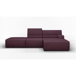 Ecksofa Egoitaliano "Babouche, Designsofa mit au&szlig;ergew&ouml;hnlichem Sitzkomfort zum Wohlf&uuml;hlen", lila (plum), B:287cm H:80cm T:98cm, 100% Polyester. Wasserabweisende Mikrofaser., Sofas, Ecksofa