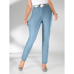 Stretch-Hose Stehmann, Damen, Gr. 22, Kurzgr&ouml;&szlig;en, blau (bleu), 72% Viskose, 25% Polyamid, 3% Elasthan, unifarben, lang, Hosen Stretch-Hose