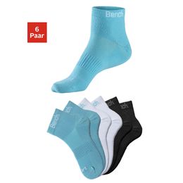 Sportsocken Bench., Herren, Gr. 39-42, bunt (2x t&uuml;rkis, 2x wei&szlig;, 2x schwarz), Baumwollmischung, unifarben, elastisch, Socken Sportsocken, mit antibakterieller Feuchtigkeitsregulierung, Topseller