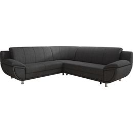 Ecksofa Trendmanufaktur "Rondo II, zeitlos & elegant, bequeme Armlehnen, L-Form", grau (dunkelgrau), B:267cm H:85cm T:247cm, Struktur (100% Polyester), Sofas, Ecksofa, wahlweise mit Federkern, wahlweise mit Bettfunktion, B/T 247/267cm