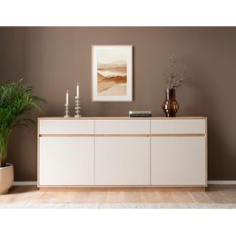 Sideboard Home Affaire "Sonora, moderner Schrank, Kommode in Eiche Artisan, 202 cm breit", kaschmir, eiche artisan, B:202cm H:89cm T:40cm, FSC-zertifizierter Holzwerkstoff, Sideboards, Sideboard, filigrane Rahmenoptik, ausreichend Stauraum, vielseitig einsetzbar