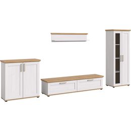 Wohnwand Home Affaire "Cosenza", sibu l&auml;rche nachbildung, B:336cm H:161cm T:40cm, Kastenm&ouml;bel-Sets, Wohnwand, Cosenza, Breite: 336 cm, Vitrine, Highboard, Lowboard, Wandboard
