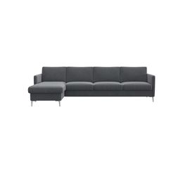 Ecksofa FLEXLUX "Fiore, super Sitzkomfort durch Kaltschaum im Sitz, L-Form", grau (soft grau), B:280cm H:85cm T:159cm, 100% Polyester, Sofas, Ecksofa, schmale Armlehnen, F&uuml;&szlig;e Alu