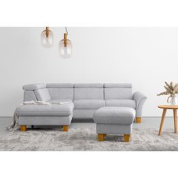 Ecksofa Home Affaire "Lindgren L-Form", silber, B:249cm H:84cm T:217cm, 100% Polyester, Sofas, Ecksofa, wahlweise mit TV-Funktion, Stauraum und Kopfteilverstellung