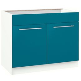 Wiho-K&uuml;chen Sp&uuml;lenschrank WIHO K&Uuml;CHEN "Flexi2", blau (front: ozeanblau, korpus: wei&szlig;), B:100cm H:85cm T:57cm, Schr&auml;nke, Sp&uuml;lenschrank, Breite 100 cm