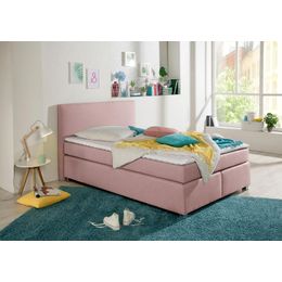 Boxspringbett Home Affaire "Eliana", rosa (flamingo), B:127cm L:210cm, Komplettbetten, Boxspringbett, inkl. Topper, in 4 Breiten, 3 Matratzenarten und 2 H&auml;rtegraden