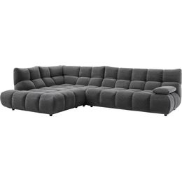 Ecksofa Home Affaire "Cozy Bubble, mit klappbarer Armlehne, Breite 324 cm", anthrazit, B:324cm H:85cm T:211cm, 95% Polyester, 5% Nylon, Sofas, Ecksofa, mit eleganter Steppung, Rundumbezug & weicher Polsterung