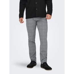 Only & Sons Chinos ONLY & SONS "ONSMARK SLIM CHECK PANTS 9887 NOOS", Herren, Gr. 33, L&auml;nge 32, grau (limestone), Web, Obermaterial: 64% Viskose, 31% Polyester, 5% Elasthan, kariert, schmal normal, Hosen Chinos