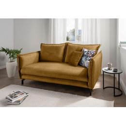3-Sitzer Home Affaire "LAVA Breite 198 cm, modern und elegant, aktuelle Kissenoptik, bequem", gelb, dunkel, B:198cm H:94cm T:110cm, Sofas, 3-Sitzer, Armlehnen verstellbar