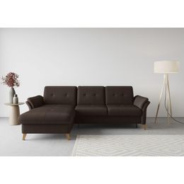 Sit & More Ecksofa SIT & MORE "G&ouml;teborg", braun (dunkelbraun), B:268cm H:90cm T:176cm, Sofas, Ecksofa, Sitztiefenverstellung und Federkern, wahlweise mit Bettfunktion