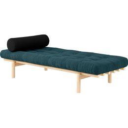 Daybed Karup Design "Next", blau (hellblau, klarlackiert kieferholz), B:75cm H:37cm L:200cm, Daybetten, Daybed, aus massiven Kiefernholz, inkl. Futonmatratze und Kissen