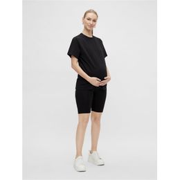 Shorty MAMALICIOUS "MLSALLY SOLID T-SHIRT & SHORTS SET NOOS", Damen, Gr. S (36), schwarz, Jersey, Obermaterial: 95% Baumwolle, 5% Elasthan, unifarben, oversize, Rundhals, Homewear-Sets Shorty