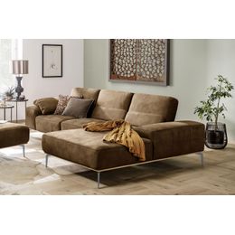 Ecksofa W.Schillig "run, Designsofa mit tollem Sitzkomfort, bequem, L-Form", braun (chocolate s37), B:299cm H:88cm T:178cm, Longlife Xtra-Leder Z73: Naturwalkleder der Luxusklasse aus den erlesensten Rohh&auml;uten. Hautst&auml;rke 1, 1 &ndash; 1, 3 mm;ROHLEDER Jacquard-Flachgewebe Q2 W60 (63% Polyester, 37% Polyacryl);ROHLEDER Chenille-Flachgewebe Q2 W77 (68% Polyacryl, 32% Polyester);Stoff S37 (100% Polyester),