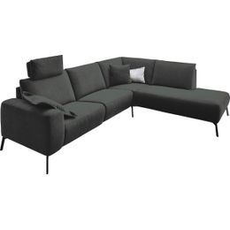 Ecksofa Home Affaire "Bellini L-Form", grau (anthrazit), B:263cm H:85cm T:90cm, Luxus-Microfaser weich (98% Polyester, 2% Nylon);Easy Care (100% Polyester), Sofas, Ecksofa, incl. motorischer Relaxfunktio, wahlweise Easy Care-Bezug