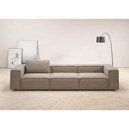 3,5-Sitzer Home Affaire "Watertown, modernes Big-Sofa XXL, 336 cm Breite, auch in Feincord", grau (taupe), B:336cm H:68cm T:98cm, 100% Polyester, Sofas, 3 5-Sitzer, Riesiges Designersofa mit viel Platz & weichen Bez&uuml;gen in Trendfarben