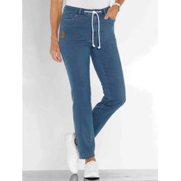 Bequeme Jeans Classic Basics, Damen, Gr. 44, Normalgr&ouml;&szlig;en, blau (blau, bleached), 81% Baumwolle, 17% Polyester, 2% Elasthan, unifarben, lang, Jeans Bequeme Jeans