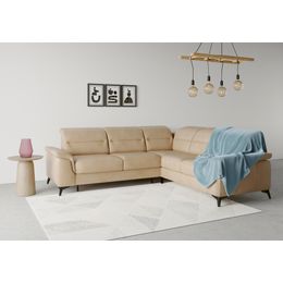 Sit & More Ecksofa SIT & MORE "Sinatra L-Form", braun (macchiato), B:251cm H:85cm T:231cm, 100% Polyester, Sofas, Ecksofa, optinal mit Kopfteilverstellung und Armteilfunktion, Metallf&uuml;&szlig;e