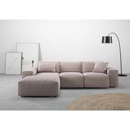 Ecksofa Home Affaire "Glimminge L-Form auch in Breitcord, Feincord + Easy care-Bezug", rosa, B:264cm H:71cm T:191cm, 12% Polyaxryl, 88% Polyester, Sofas, Ecksofa, Breite 264, Zierkissen
