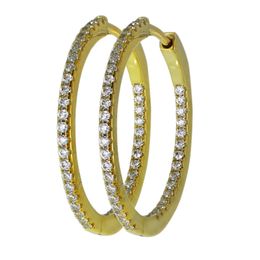 Klappcreolen OSTSEE-SCHMUCK "- Simone 30 mm - Silber 925/000, vergoldet - Zirkonia" Gr. 30, gold (goldfarben, gelb), Ohrringe, Damen, Blacklist, Klappcreolen