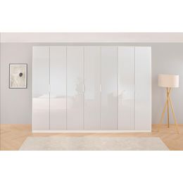 Dreht&uuml;renschrank Rauch "Kleiderschrank Schrank Garderobe KOLUNA mit hochwertiger Glasfront", wei&szlig; (alpinwei&szlig;, glas kristallwei&szlig;), B:315cm H:229cm T:54cm, Holzwerkstoff, Schr&auml;nke, Dreht&uuml;renschrank, inkl. 2 Innenschubladen sowie extra Einlegeb&ouml;den MADE IN GERMANY