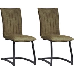 Freischwinger OMG DESIGN "Amara", gr&uuml;n (moss, schwarz, moss), B:47cm H:97cm T:64cm, St&uuml;hle, Freischwinger, Esszimmerstuhl, K&uuml;chenstuhl, pflegeleichter Bezug