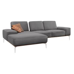 Ecksofa W.Schillig "run, Designsofa mit tollem Sitzkomfort, L-Form", grau (grau w82), B:279cm H:88cm T:178cm, Longlife Xtra-Leder Z73: Naturwalkleder der Luxusklasse aus den erlesensten Rohh&auml;uten. Hautst&auml;rke 1, 1 &ndash; 1, 3 mm;ROHLEDER Jacquard-Flachgewebe Q2 W60 (63% Polyester, 37% Polyacryl);ROHLEDER Chenille-Flachgewebe Q2 W77 (68% Polyacryl, 32% Polyester);Stoff S37 (100% Polyester), Sofas, Ecksof