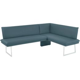 K+w Komfort & Wohnen Eckbank K+W KOMFORT & WOHNEN, blau (topas), H:86cm T:60cm, Sitzb&auml;nke, Eckbank, mit Sattlernaht und schmaler Kufe, langer Schenkel rechts oder links