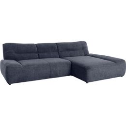 Ecksofa DOMO collection "Cesena moderne Polsterecke mit flachen Armlehnen, L-Form", blau (dunkelblau), B:288cm H:81cm T:175cm, Sofas, Ecksofa, fester Sitzkomfort, frei im Raum stellbar