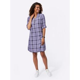 Karokleid Inspirationen "Karo-Kleid", Damen, Gr. 40, Normalgr&ouml;&szlig;en, lila (lavendel, marine, kariert), 60% Viskose, 40% Lyocell, gemustert, kariert, mehrfarbig, kurz, V-Ausschnitt, Kleider Karokleid