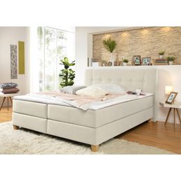 Boxspringbett Home Affaire "Calloway", beige, B:168cm L:238cm, Komplettbetten, Boxspringbett, inkl. Topper, XXL-Ausf&uuml;hrung, in 4 Farben, 5 Breiten, 3 Matratzenarten