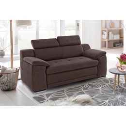Sit & More 2-Sitzer SIT & MORE "Andiamo", braun, B:180cm H:93cm T:95cm, Kunstleder SOFTLUX;Luxus-Microfaser ALTARA NUBUCK (100% Polyester);Struktur ( 100% Polyester), Sofas, 2-Sitzer, inklusive Kopfteilverstellung