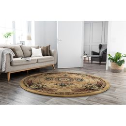 Teppich Theko "Gabiro 856" Gr. 10, beige, H:10mm &Oslash;:200cm, Kunstfaser, Teppiche, Teppich, Kurzflor, Orient-Optik, ideal im Wohnzimmer & Schlafzimmer