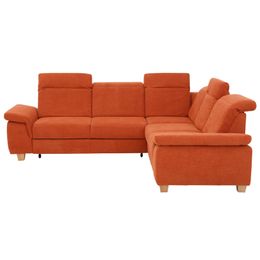 Ecksofa Home Affaire "Dalia L-Form", orange (terra), B:256cm T:236cm, Luxus-Microfaser Florence (100% Polyester);Luxus-Microfaser weich (90% Polyester, 10% Polyamid);Webstoff (100% Polyester), Sofas, Ecksofa, mit Federkernpolsterung, wahlweise mit Bettfunktion, Bettkasten