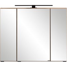 Spiegelschrank Welltime "Lana", braun (wotaneiche), B:80cm H:64cm T:20cm, Holzwerkstoff, Schr&auml;nke, Spiegelschrank, Badm&ouml;bel, 80 cm breit