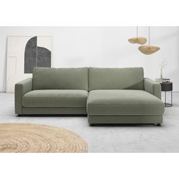 Ecksofa Home Affaire "Ecksofa Jiro, L-Form, gro&szlig;e Sitztiefe, Breite 265 cm", gr&uuml;n, B:265cm H:85cm T:190cm, 85% Polyester, 15% Viskose, Sofas, Ecksofa, lose Sitz- & R&uuml;ckenkissen, weicher Polsteraufbau, komfortabel & modern