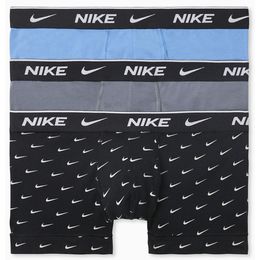 Trunk NIKE UNDERWEAR "TRUNK 3PK", Damen, Gr. M/48, 3 Stk., grau (swoosh print, grau, u), Jersey, Obermaterial: 95% Baumwolle, 5% Elasthan, bedruckt, unifarben, k&ouml;rpernah, Unterhosen Trunk, mit Logo-Elastikbund